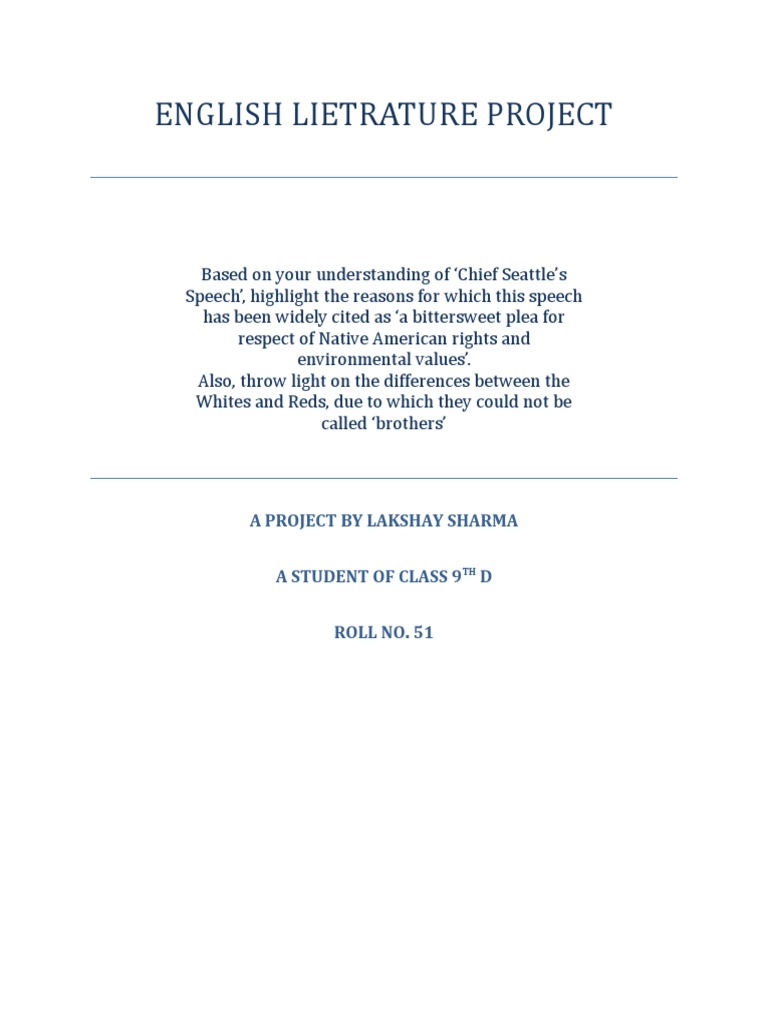 English Lietrature Project | PDF | Native Americans In The United States