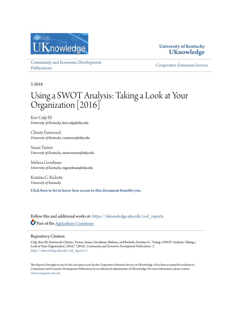 Using A Swot Analysis Taking A Look At Your Organization 2016 Pdf 9994