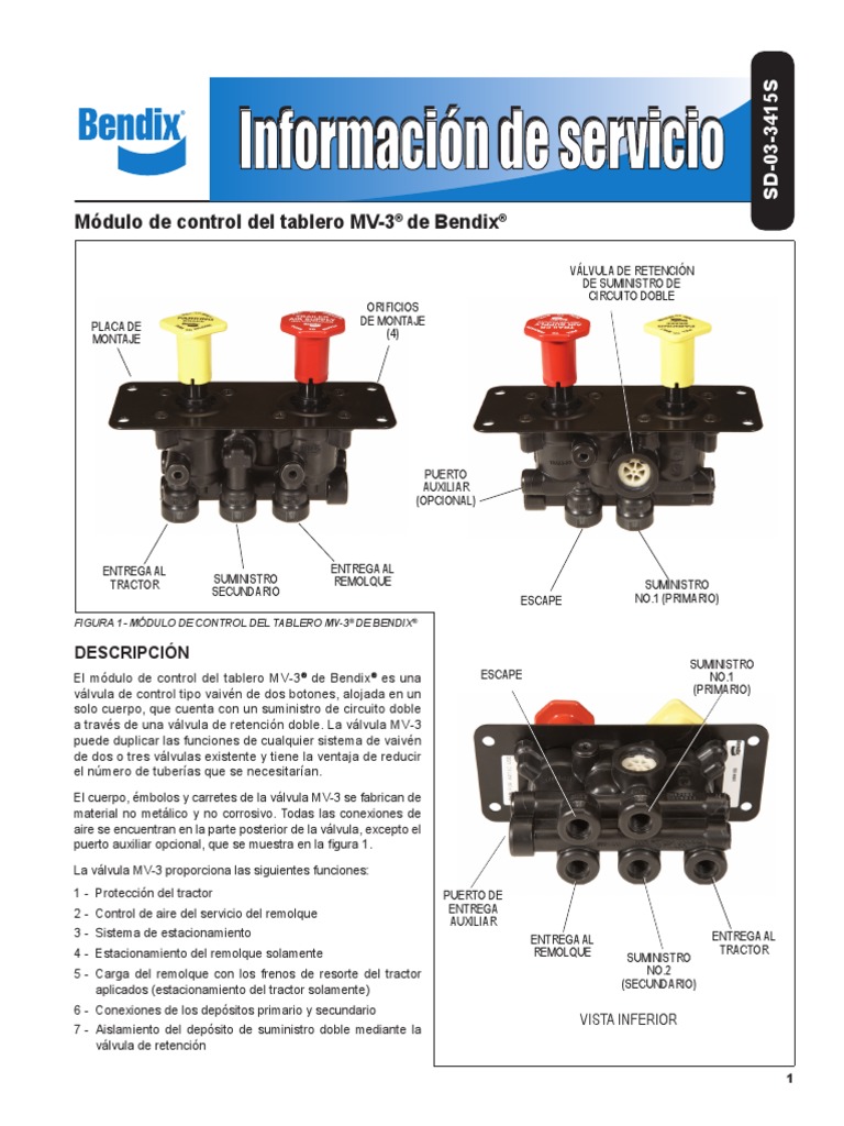 Manual Valvula Doble Estacionario Bendix Cabina | PDF | Remolque ...