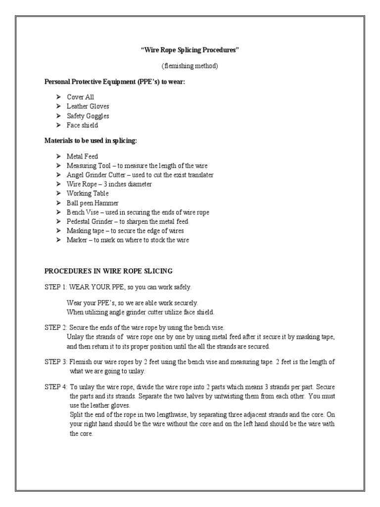 Wire Rope Splicing Procedures | PDF | Rope | Personal Protective Equipment