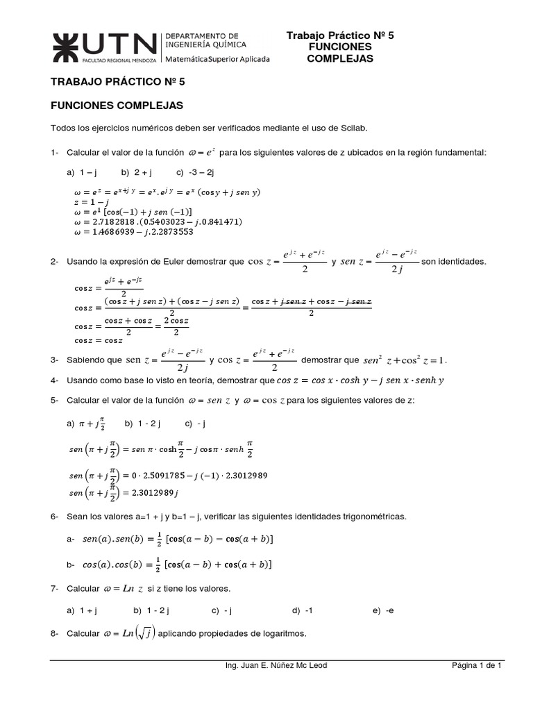 TP 5 - Funciones Complejas | PDF | Matemáticas | Análisis complejo