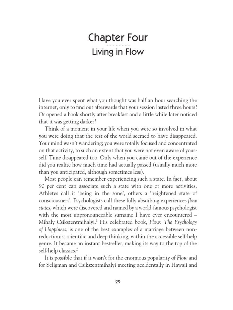 Chapter Four: Living in Flow | PDF | Flow (Psychology) | Behavioural ...