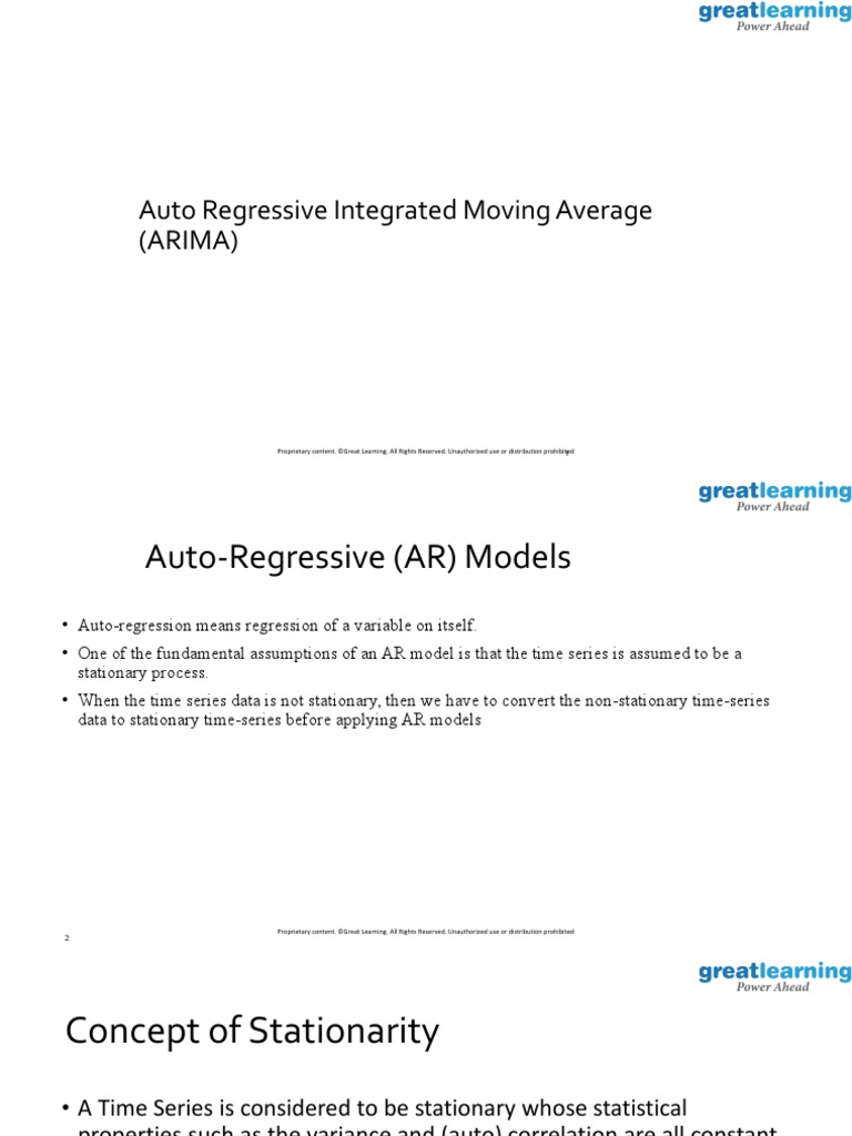 Auto Regressive Integrated Moving Average - Material | PDF | Stationary Process | Autoregressive ...