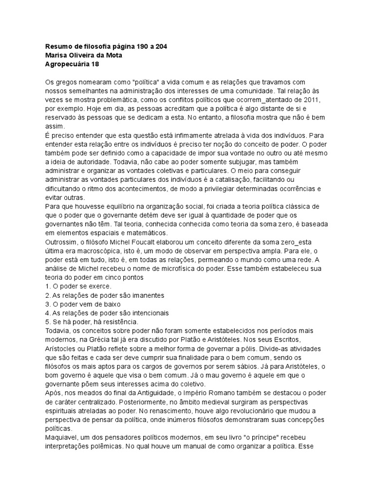 Análise da evolução histórica dos conceitos de poder e política desde a ...