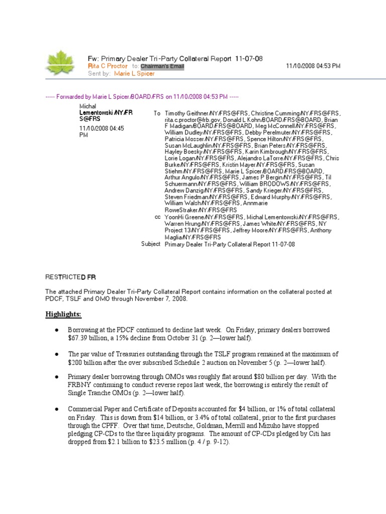 Tri-Party Collateral Reports | PDF | Primary Dealer | Mortgage Backed ...