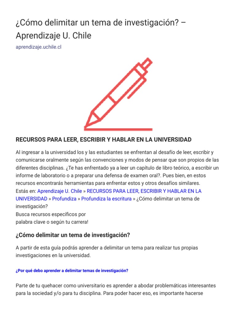 ¿Cómo Delimitar Un Tema de Investigación - Aprendizaje U | PDF ...