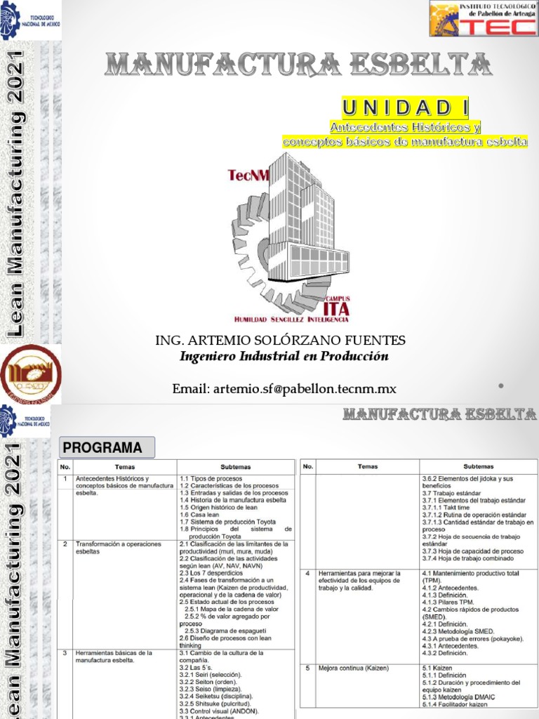 Manufactura Esbelta Unidad L 2021 | PDF | Lean Manufacturing | Calidad (comercial)
