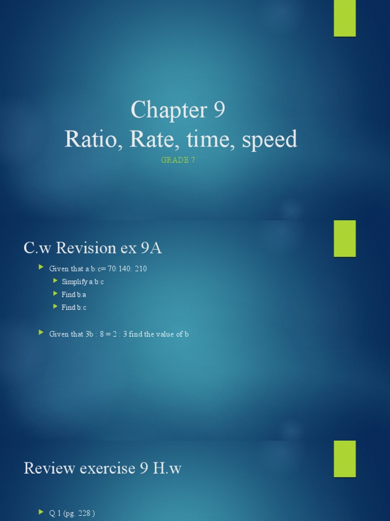 Ratio, Rate, Time, Speed: Grade 7 | PDF