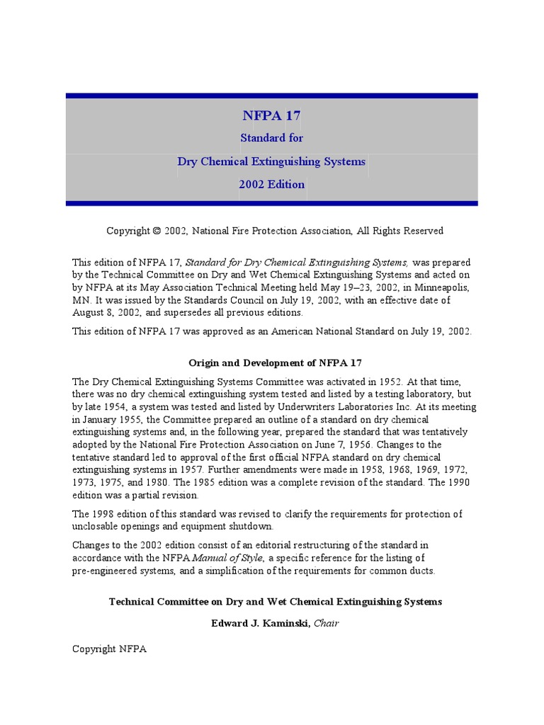 Nfpa 17 - 2002 | PDF | Duct (Flow) | Pipe (Fluid Conveyance)