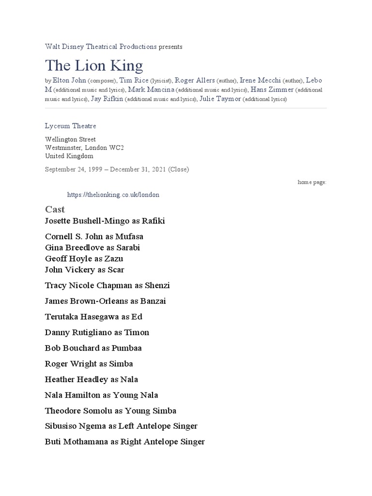 THE LION KING (Script) | PDF
