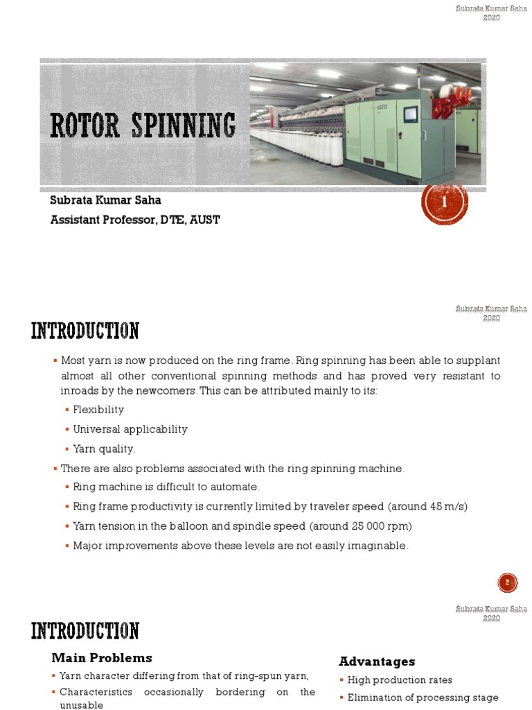 Rotor Spinning | PDF | Spinning (Textiles) | Yarn