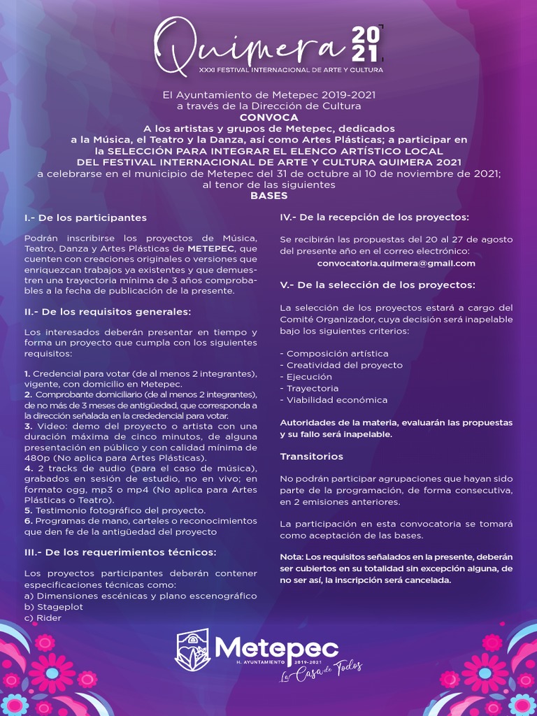 Convocatoria Quimera Metepec 2021 | PDF