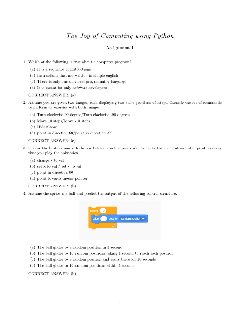 The Joy of Computing Using Python: Assignment 1 | PDF | Control Flow ...