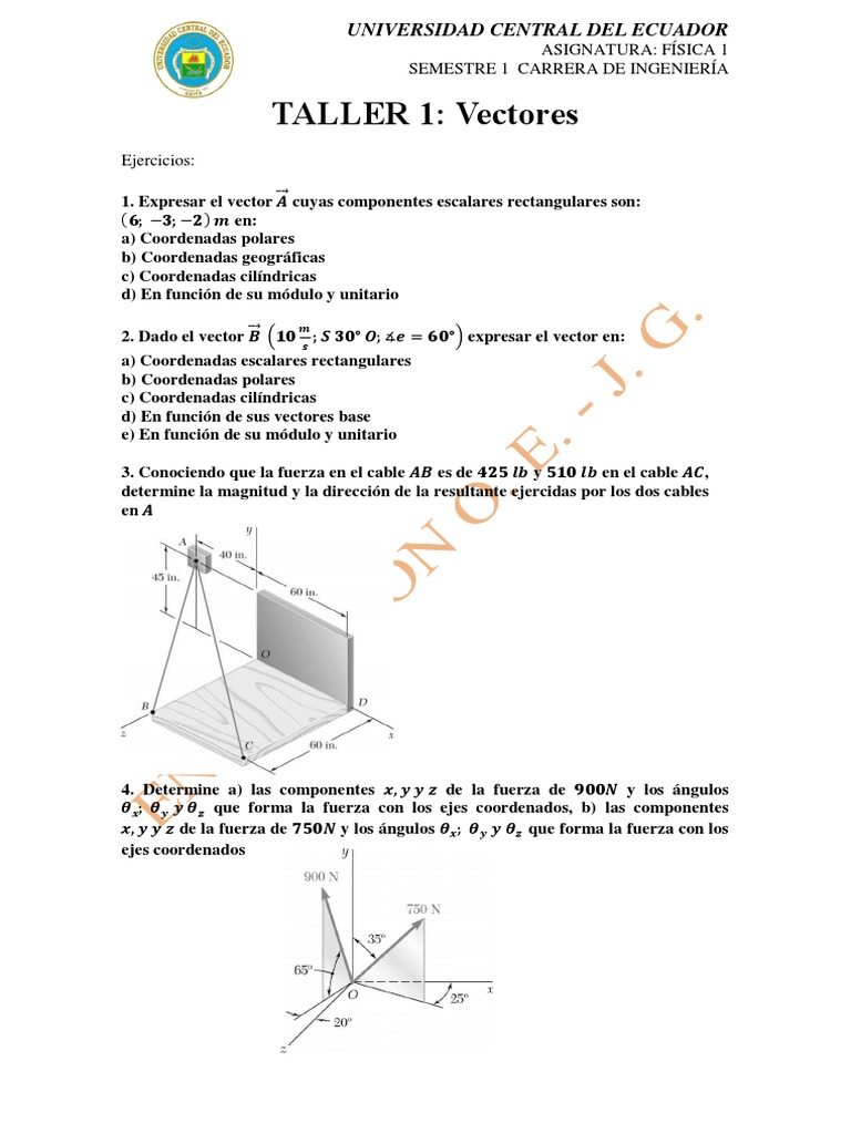 Taller 1 Vectores-Estática | PDF | Vector Euclidiano | Mecánica
