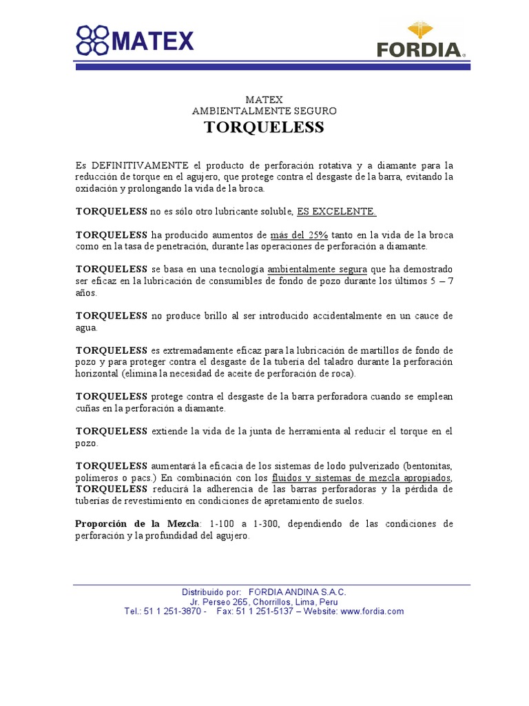 Ficha Técnica Torqueless | PDF