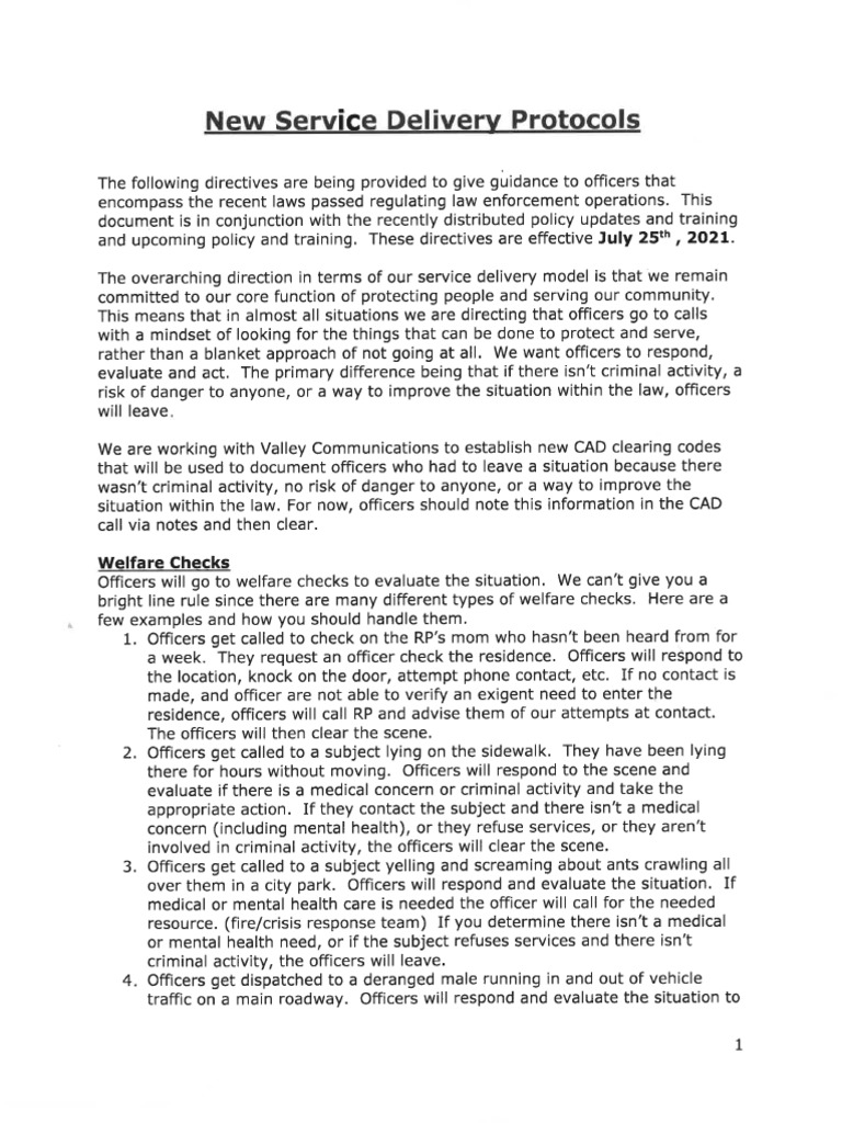 Kent PD Service Delivery Protocols | PDF