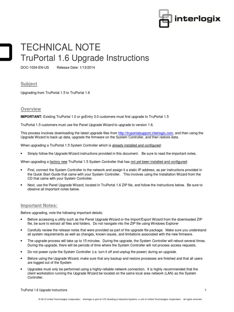 TruPortal 1.6 Upgrade Instructions | PDF | Computer File | Computer Network
