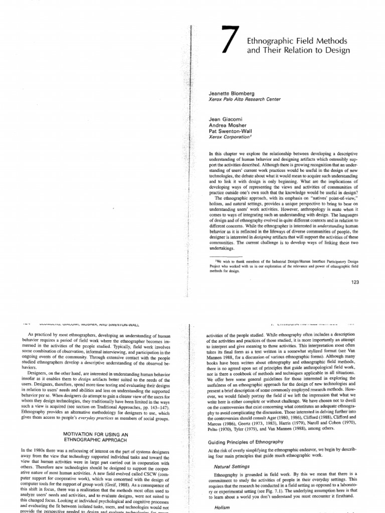 BLOMBERG Jeanette - Ethnographic Field Methods and Their Relation To ...