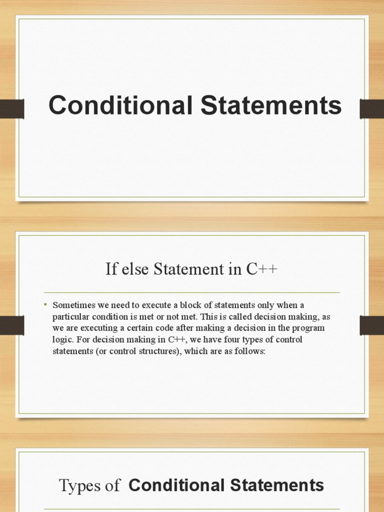 Conditional Statements | PDF | C++ | Namespace Conditional Statements | PDF | C++ | Namespace
