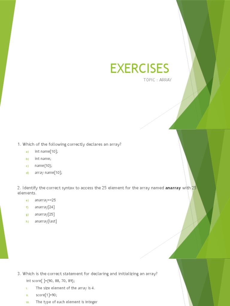 Exercises Topic Array Download Free Pdf Array Data Type Array Data Structure