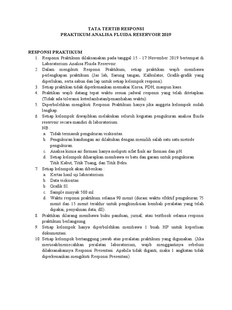 Tata Tertib Responsi Praktikum Reservoir | PDF | Komputer | Teknologi ...