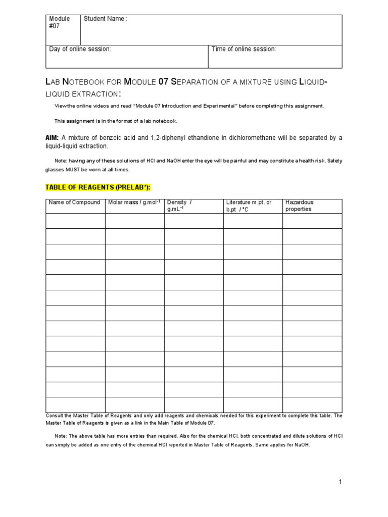 Mixture Separation Lab: Liquid-Liquid Extraction | PDF | Melting Point ...
