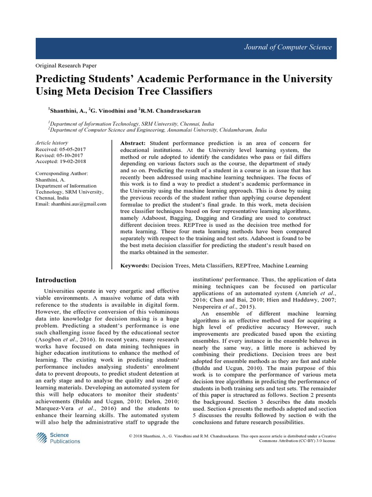 Predicting Students' Academic Performance in The University Using Meta ...
