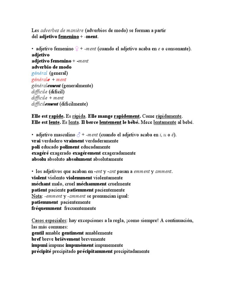 Les Adverbes de Manière | PDF