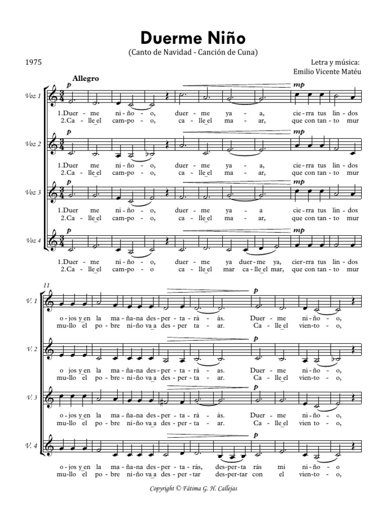 Duerme Niño - Partitura Completa | PDF