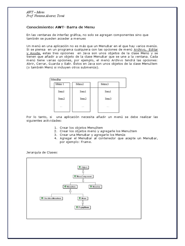 Guía de Menús AWT en Java | PDF | Programación | Constructor ...