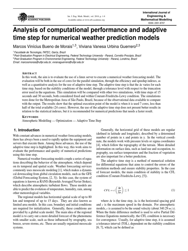 Analysis of computational performance and adaptive time step for ...