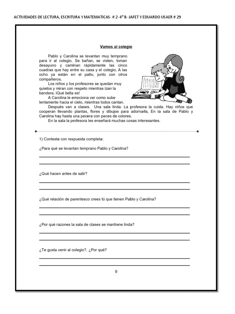 Actividades de Lectura, Escritura y Matematicas #2 4° | PDF