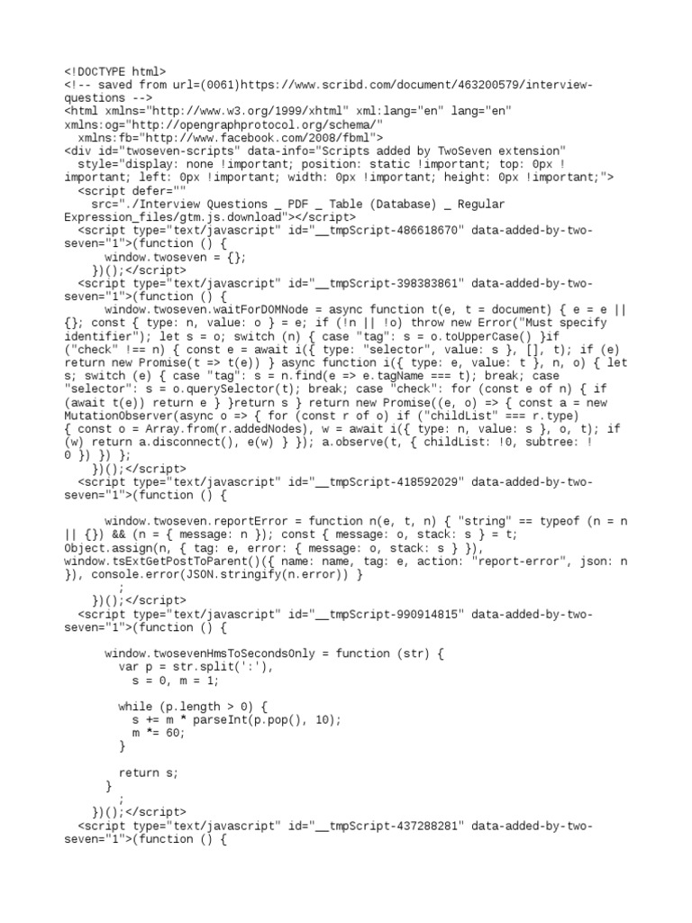 Interview Questions - PDF - Table (Database) - Regular Expression | PDF | Data Management ...