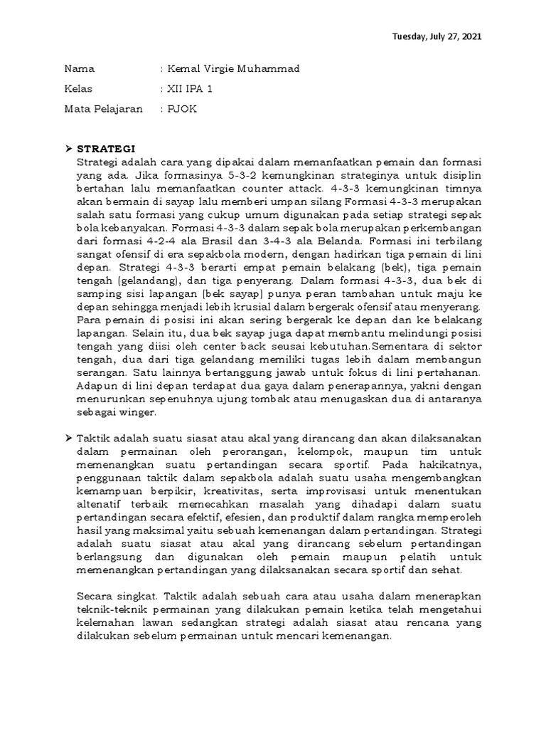 Tugas PJOK Kemal | PDF