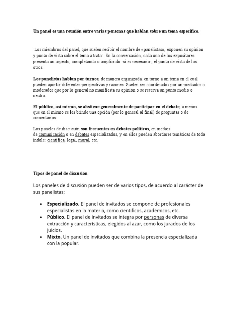 Guia Panel de Discusion | PDF