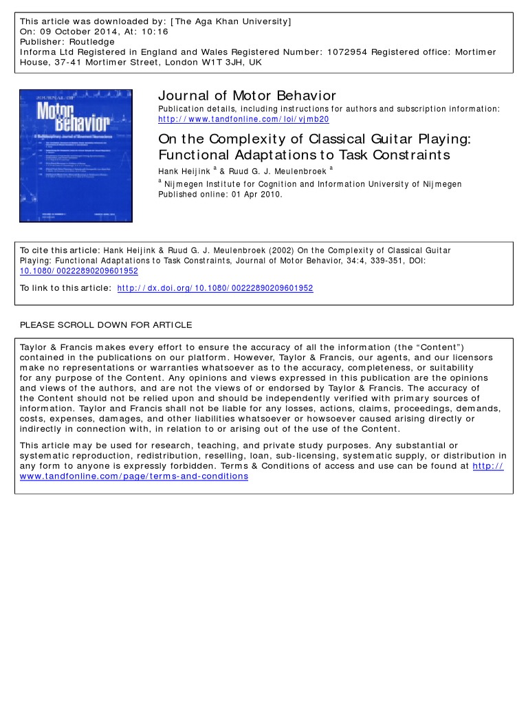 Journal of Motor Behavior | PDF | String Instruments | Guitars
