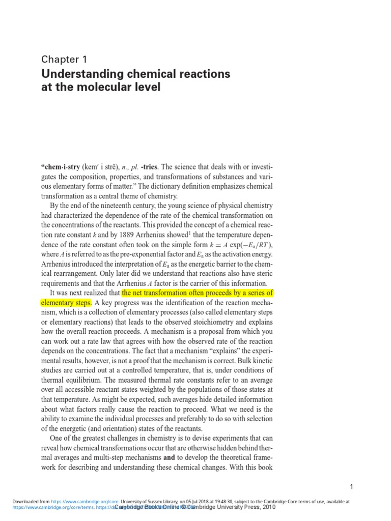 Understanding Chemical Reactions at The Molecular Level 2 | PDF ...