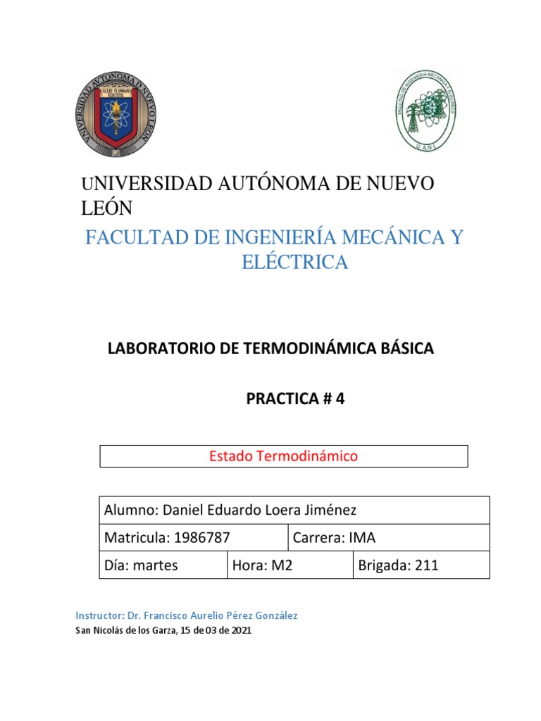 Practica 4-Lab Termo Básica | PDF | Termodinámica | Fase (materia)