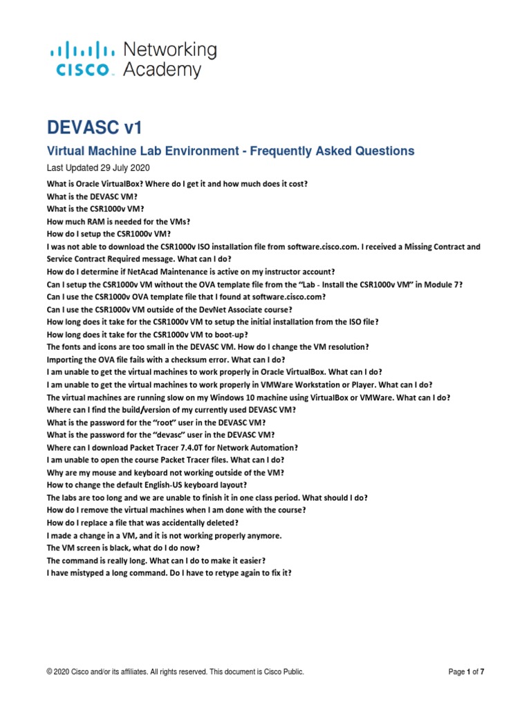 DEVASC v1 VM Lab Environment FAQ | PDF | Virtual Machine | Hyper V