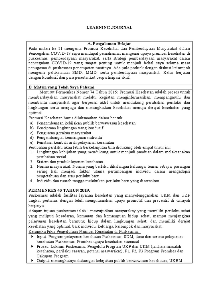 Learning Journal | PDF | Pengembangan Diri