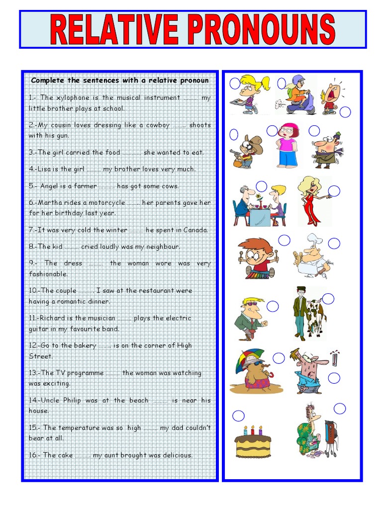 Complete The Sentences With A Relative Pronoun | PDF