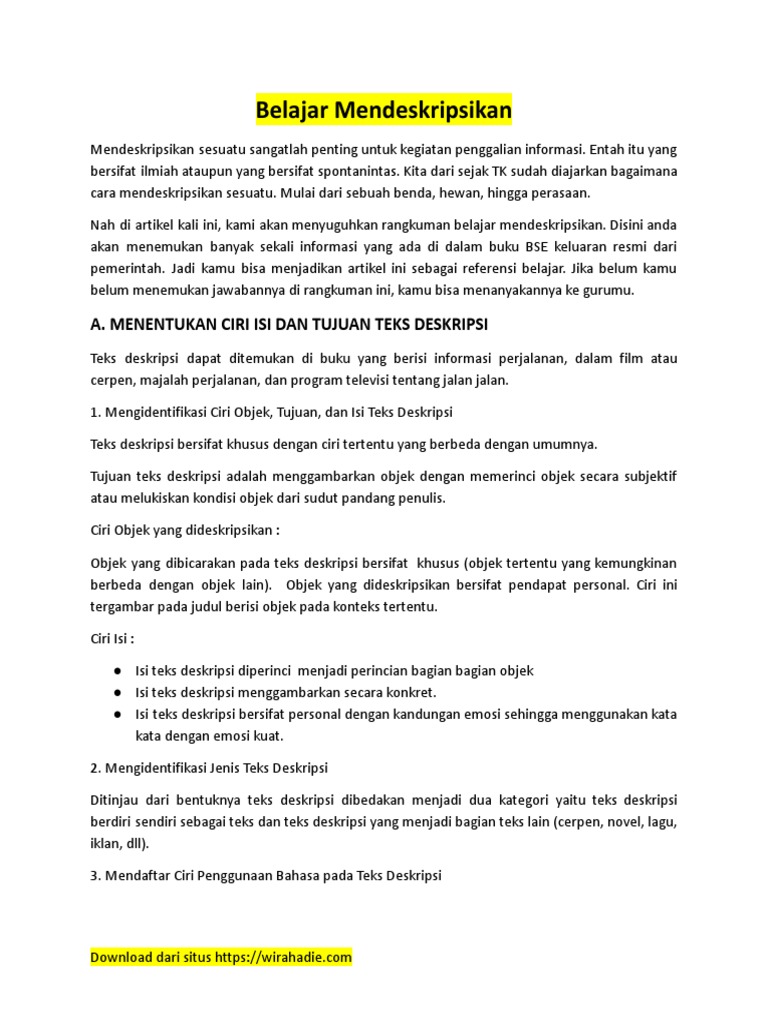 Belajar Mendeskripsikan | PDF