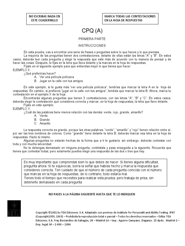 Cuestionario - CPQ | PDF