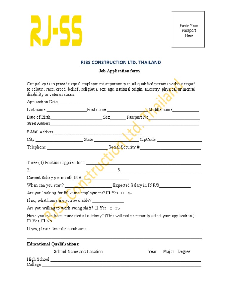 RJSS Job Application Form | PDF | Employment | Salary