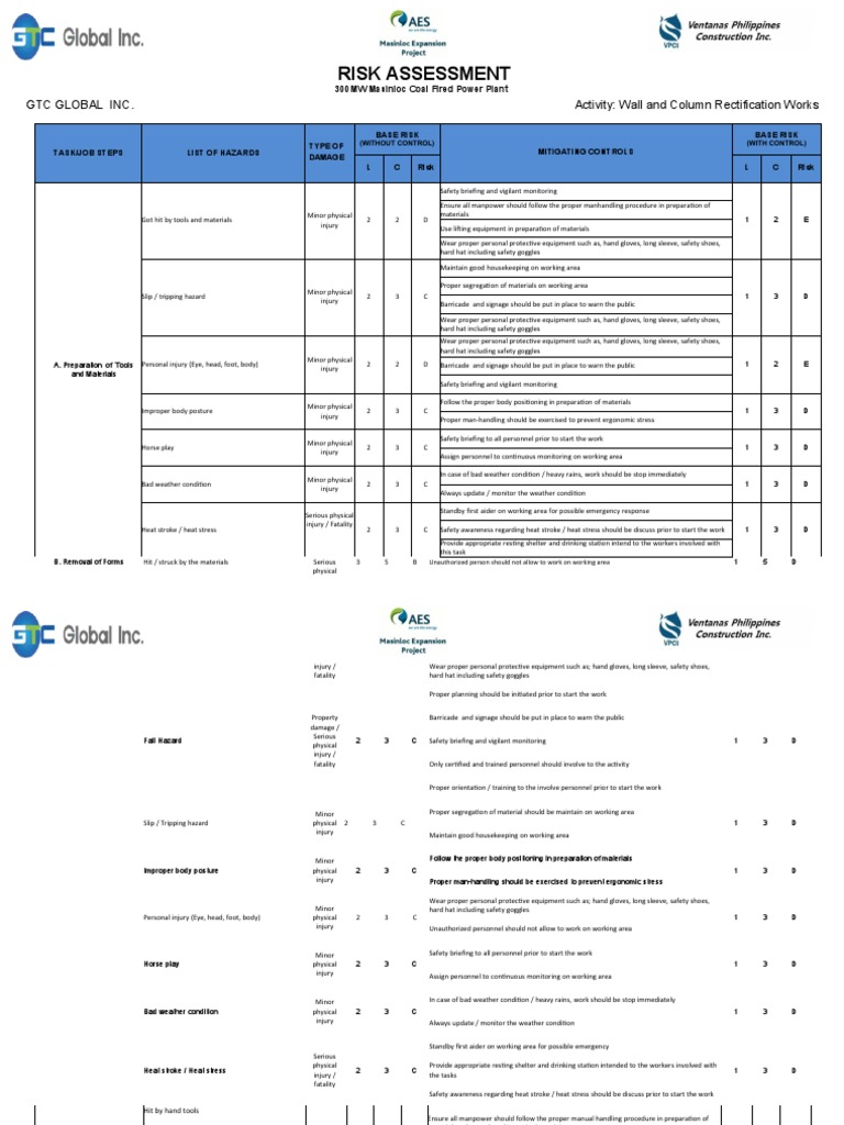 Wall and Column Rectification Works - Ra | PDF | Personal Protective ...