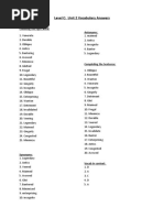 Level B: Unit 1 Vocabulary Answers | PDF