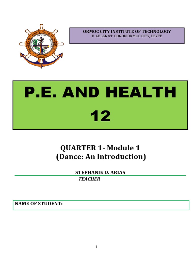 P.E and Health WEEK 1 Quarter 1 Module 1 | PDF | Physical Fitness | Dances