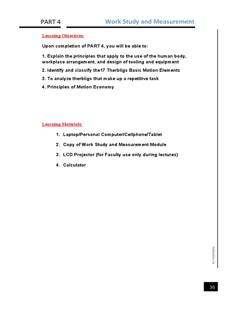 Principles of Motion Study and Therbligs | PDF | Design | Tools