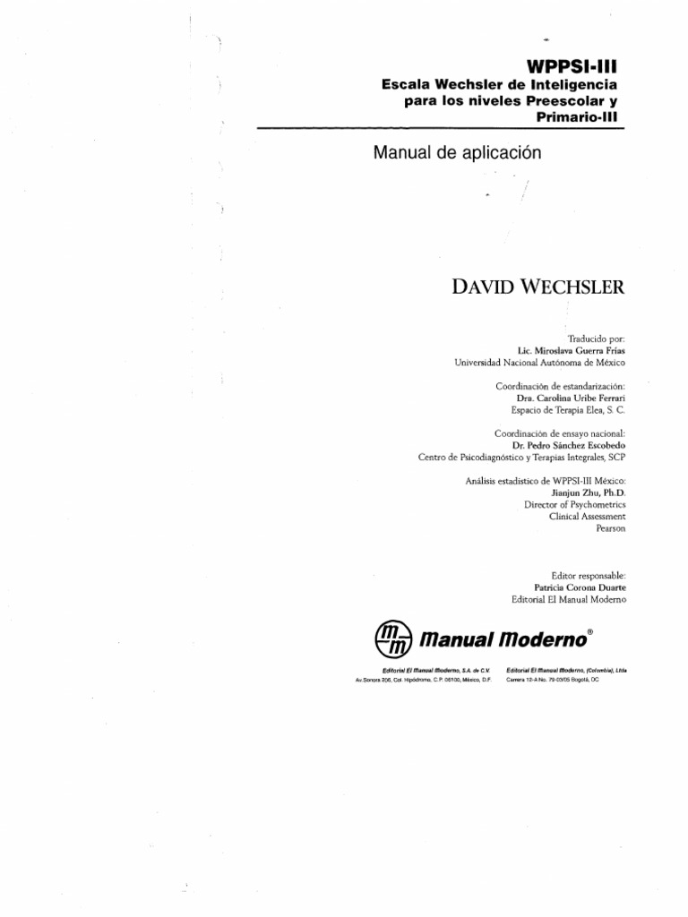 WPPSI-III. Manual de Aplicacion | PDF