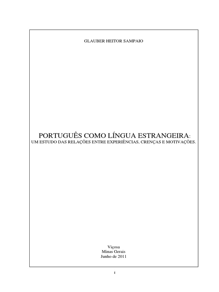 Portugues Como Lingua Estrangeira Um Est | PDF | Aprendizado ... Portugues Como Lingua Estrangeira Um Est | PDF | Aprendizado ...